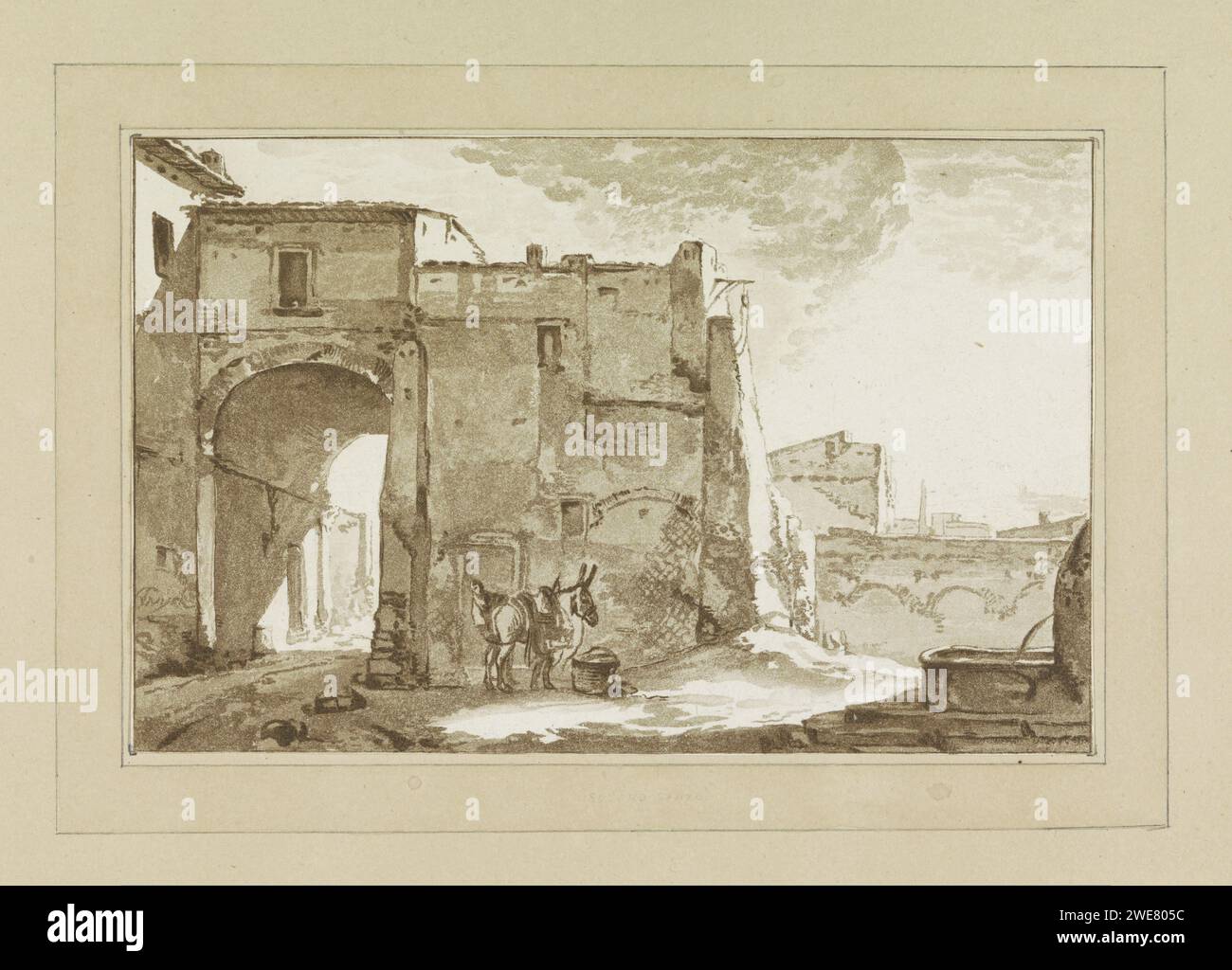 Poort with traveler and muldier, Cornelis Brouwer, Cornelis Ploos van ...