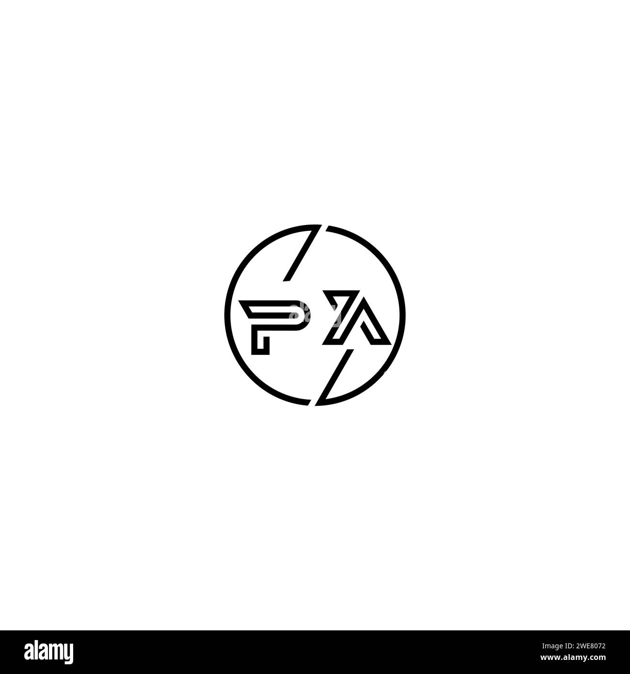 PA simple outline concept logo and circle of initial design black and ...