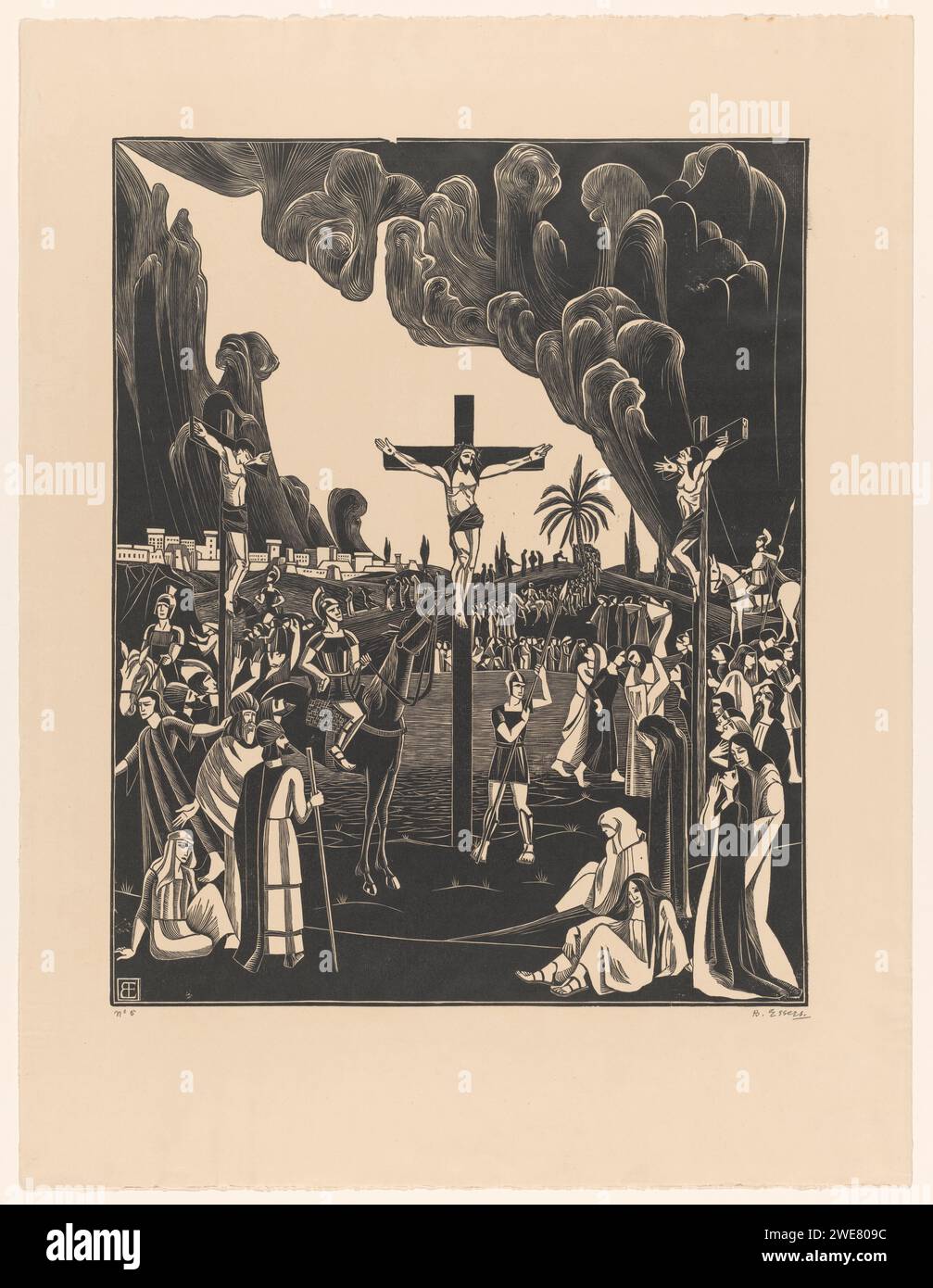 Crucifixion of Christ, Bernard Essers, c. 1923 print paper the crucifixion of Christ: Christ's ...