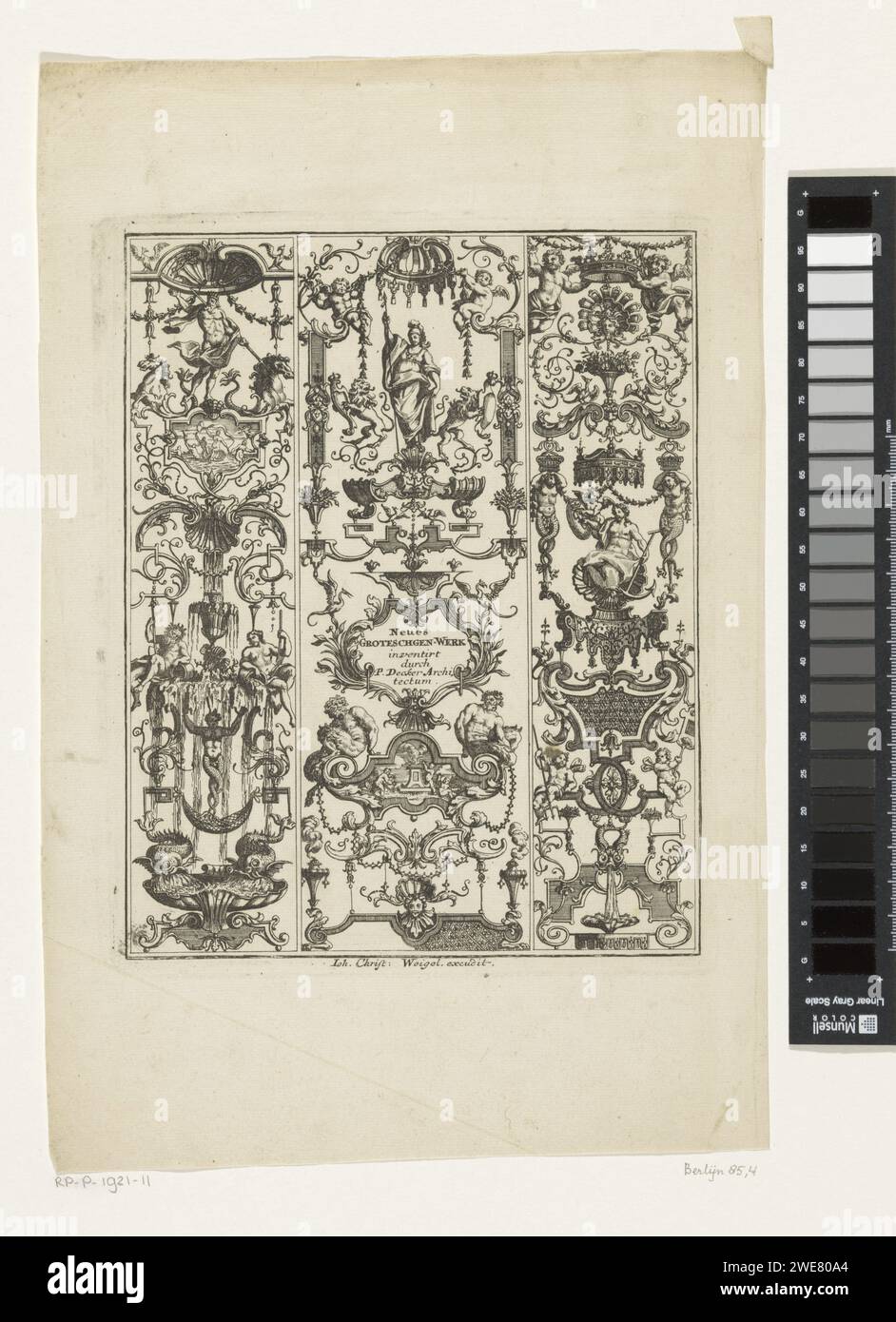 Grotesque Met Neptunus en Minerva, Johann Adam Delsenbach (Possibly ...