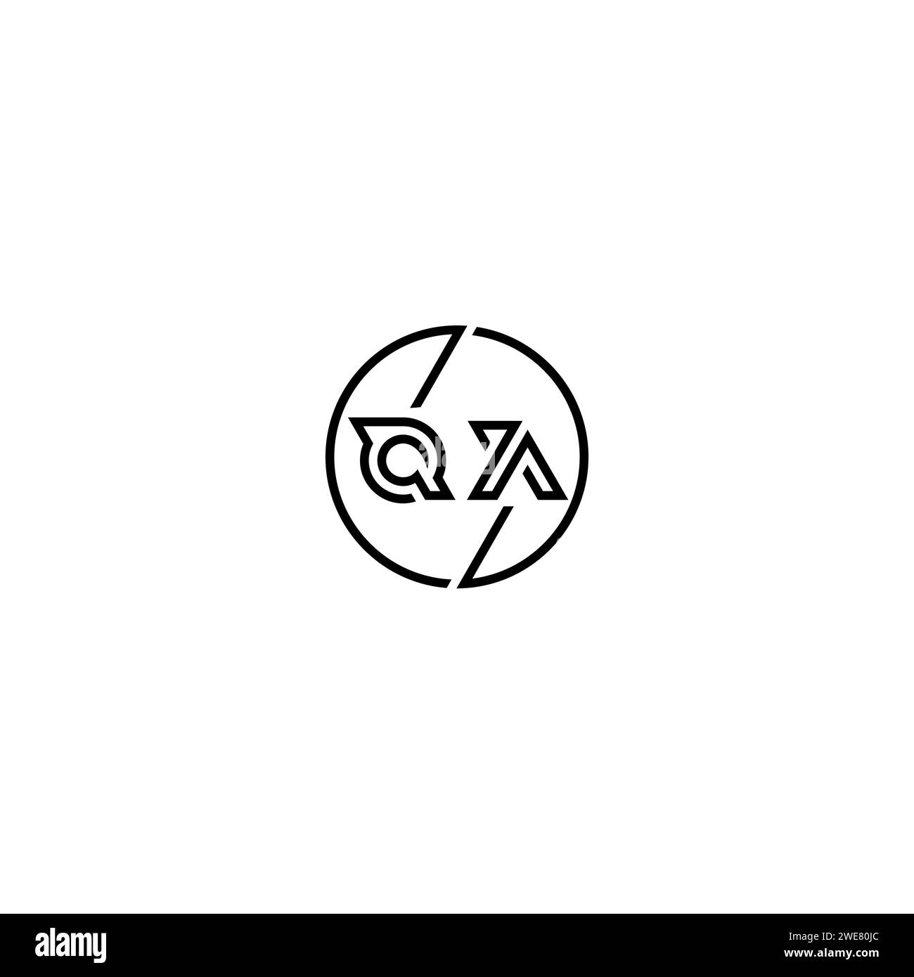 QA simple outline concept logo and circle of initial design black and white background Stock ...