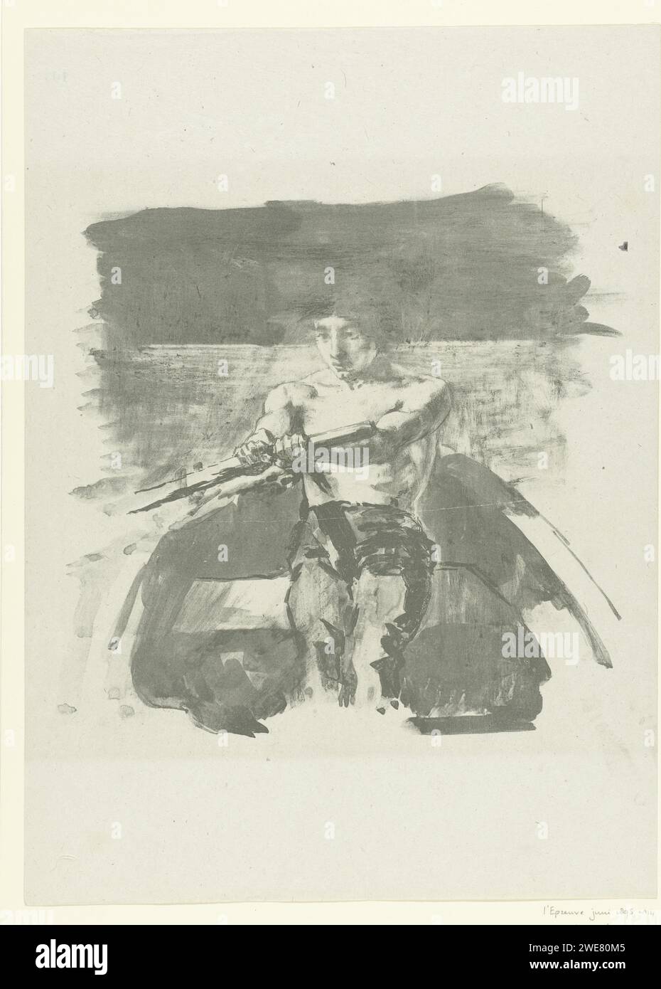Boy rows in rowing boat, Alexandre Lunois, 1895 print print maker ...