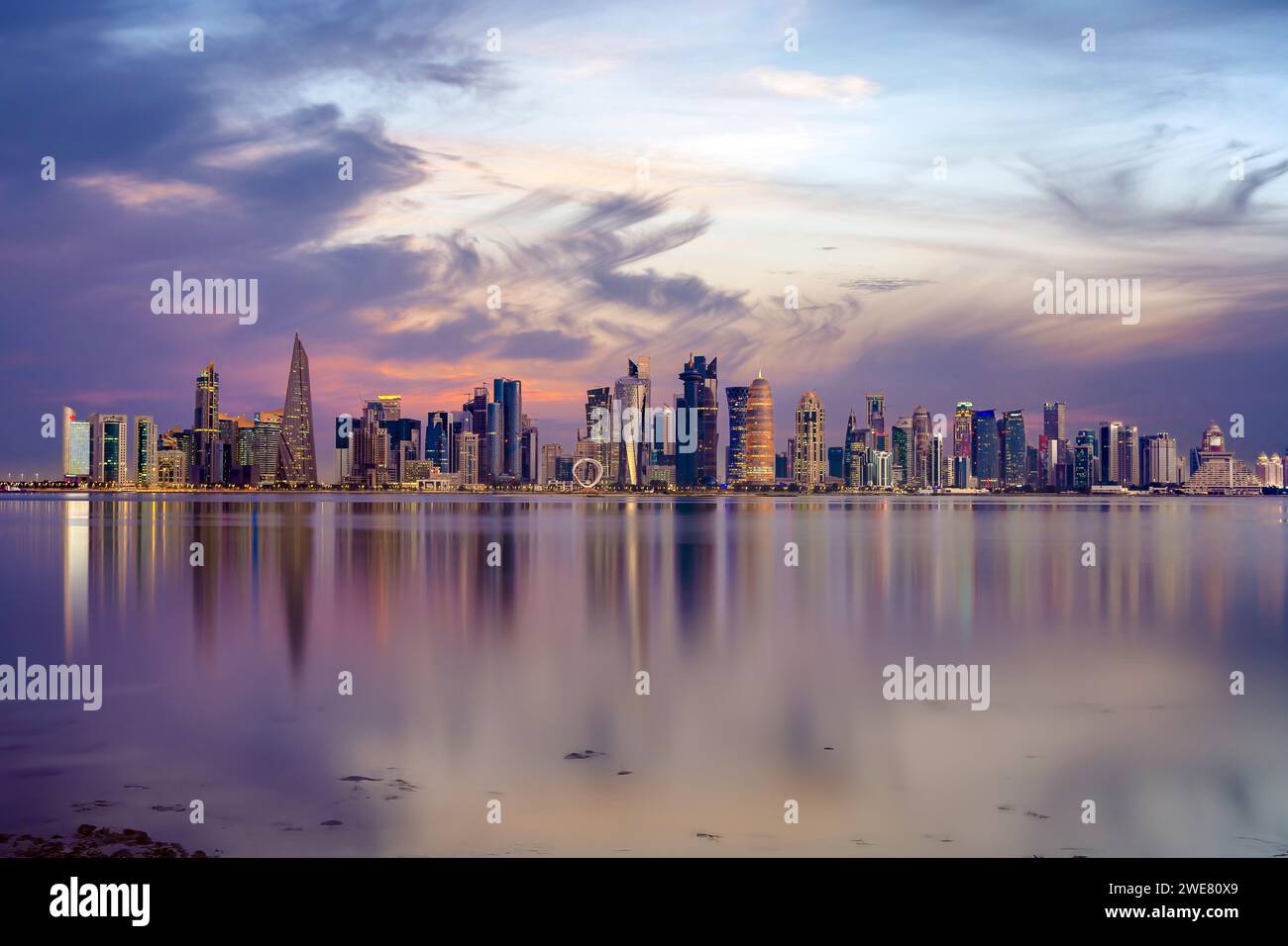 Doha, Qatar - December 16, 2023: The Panoramic skyline of Doha, Qatar ...