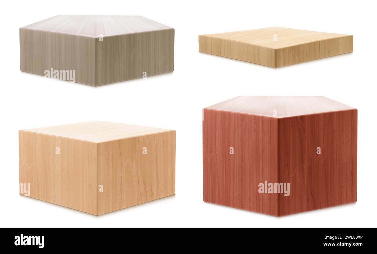 3D set of wooden platforms isolated on white background. Vector ...