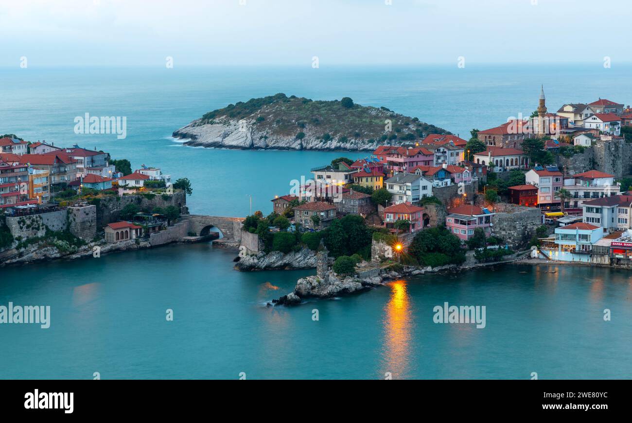 Beautiful cityscape on the mountains over Black-sea, Amasra. Amasra ...