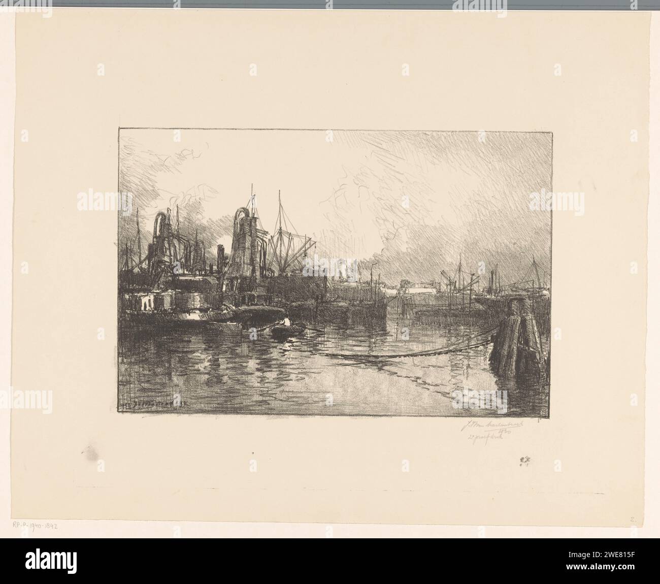 Havengezicht in Rotterdam, Johan Hendrik van Mastenbroek, 1930 print ...