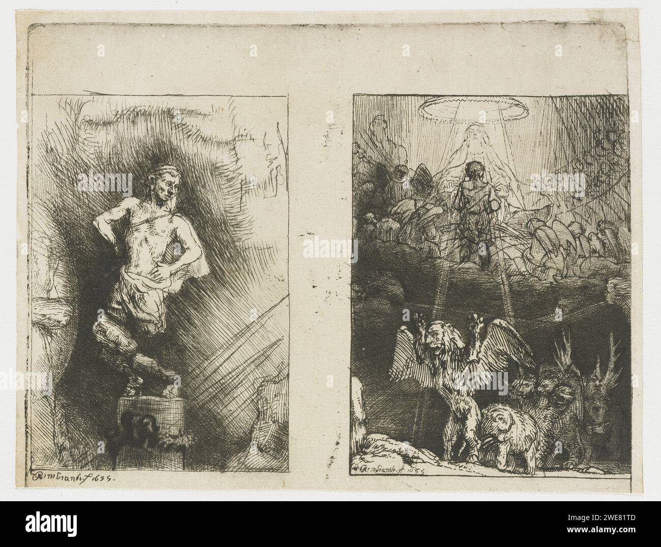 Two Illustrations to Menasseh Ben Israel's 'Piedra Gloriosa', Rembrandt ...