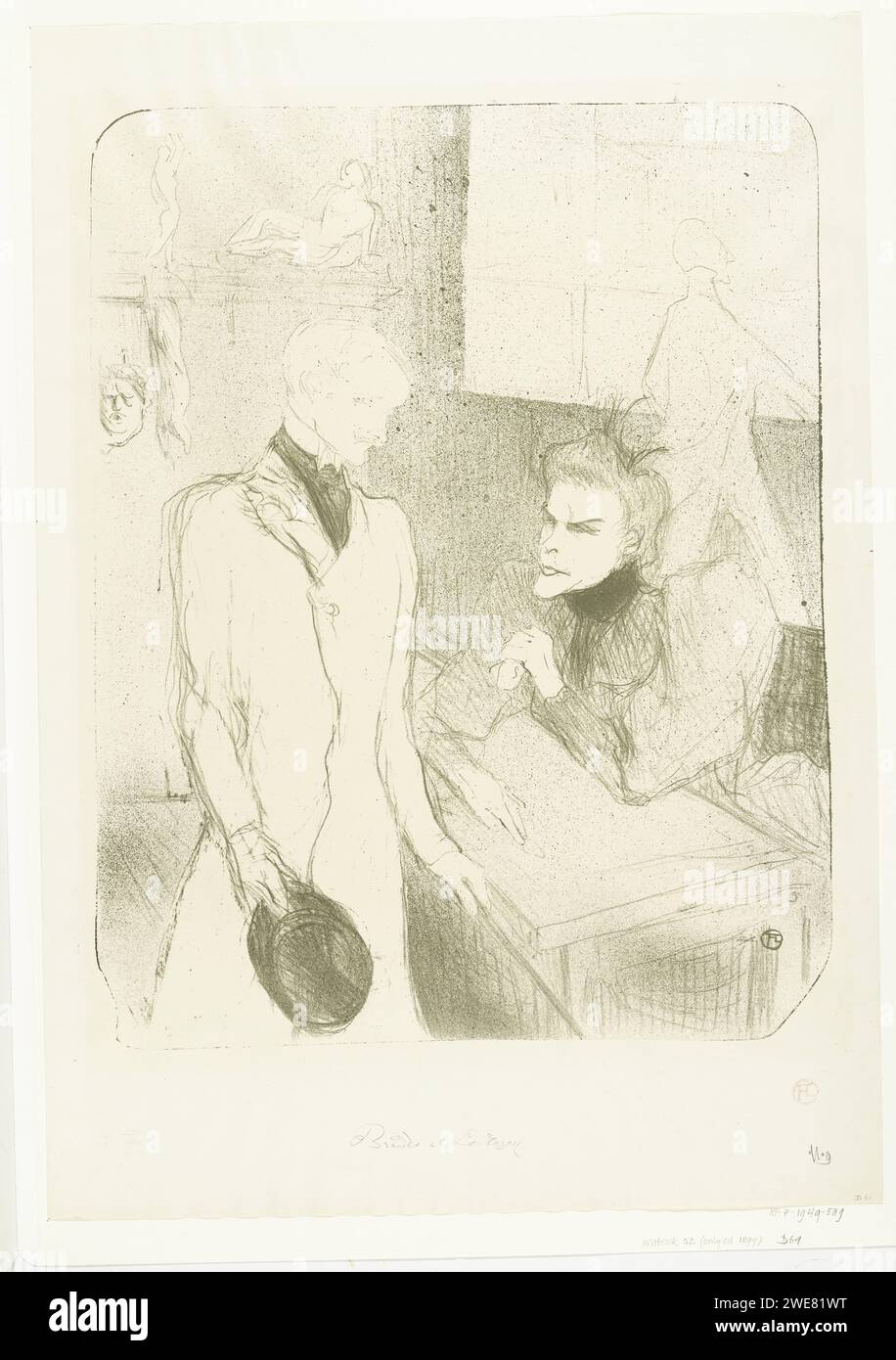 Portret van actress Marthe Brandès as actor Charles le Bargy in Toneelstuk les Cabotins, Henri ...