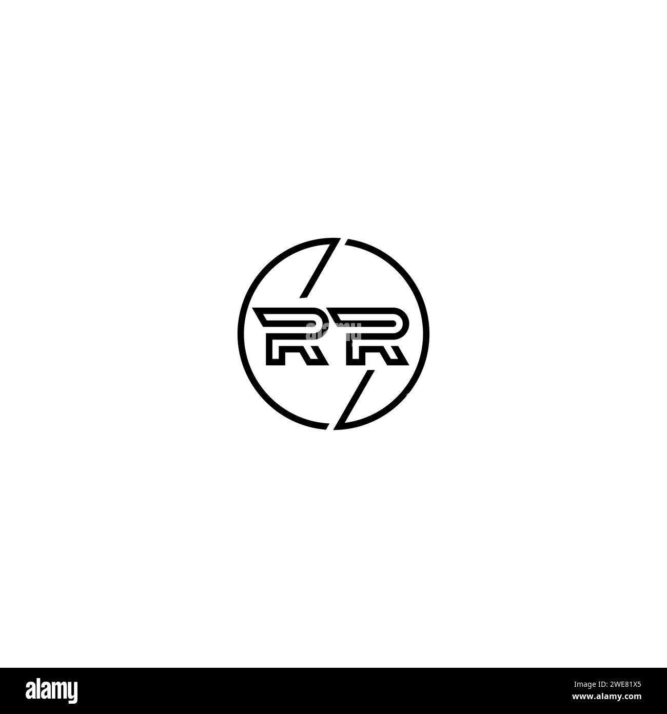 RR simple outline concept logo and circle of initial design black and ...