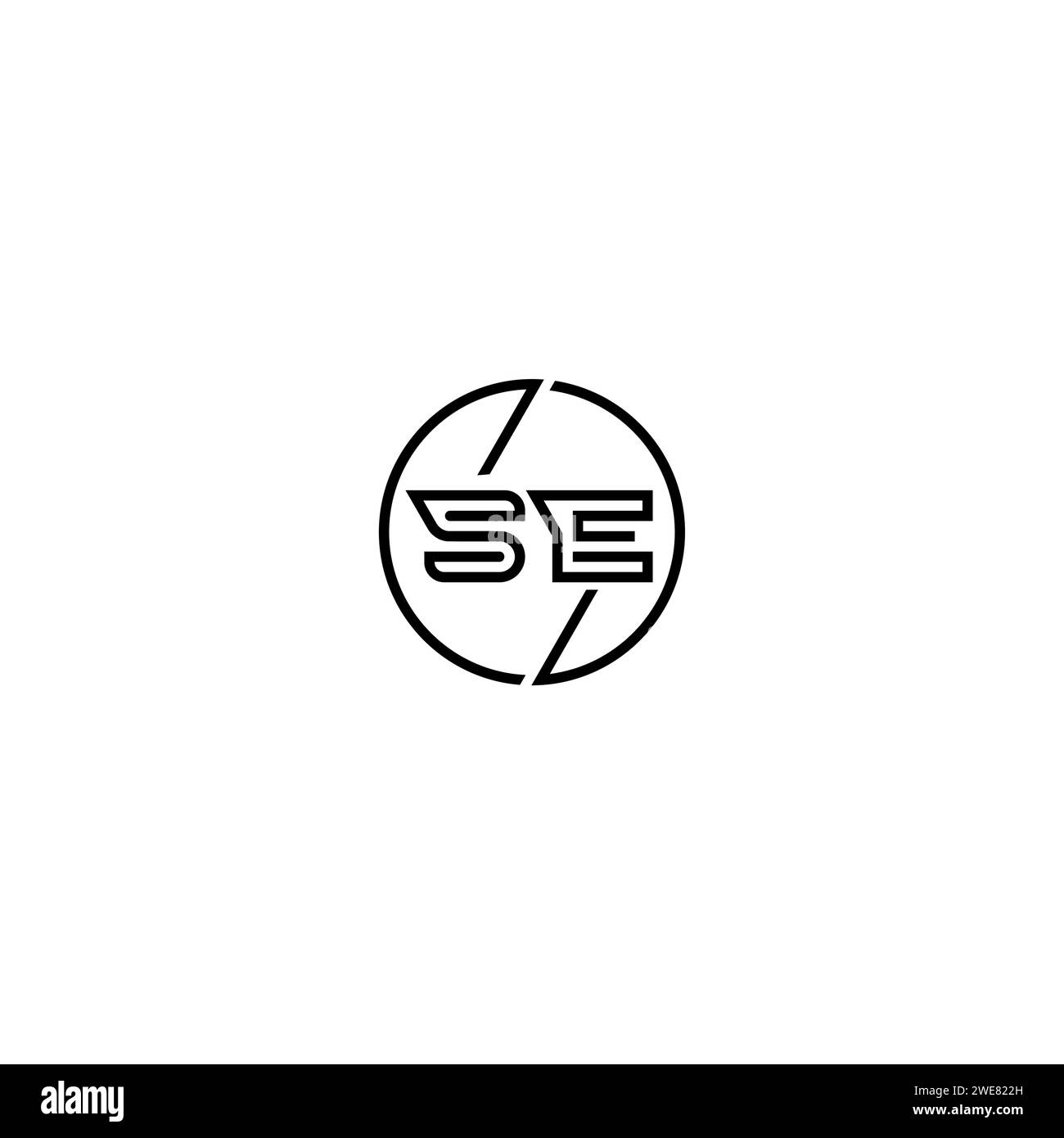 SE simple outline concept logo and circle of initial design black and ...
