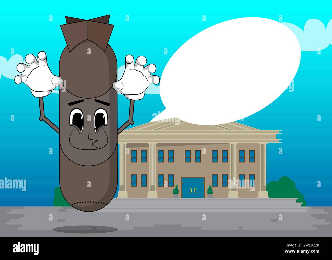 Bomb is trying to scare you. Missile, explosive as funny cartoon ...