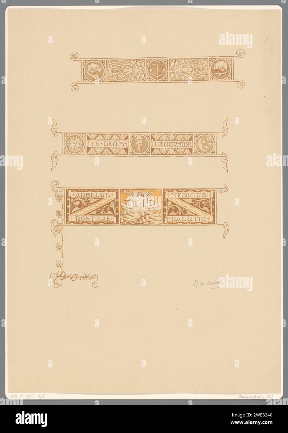 Vignettes with an anchor, a hand and the Ark of Noah, Antoon ...