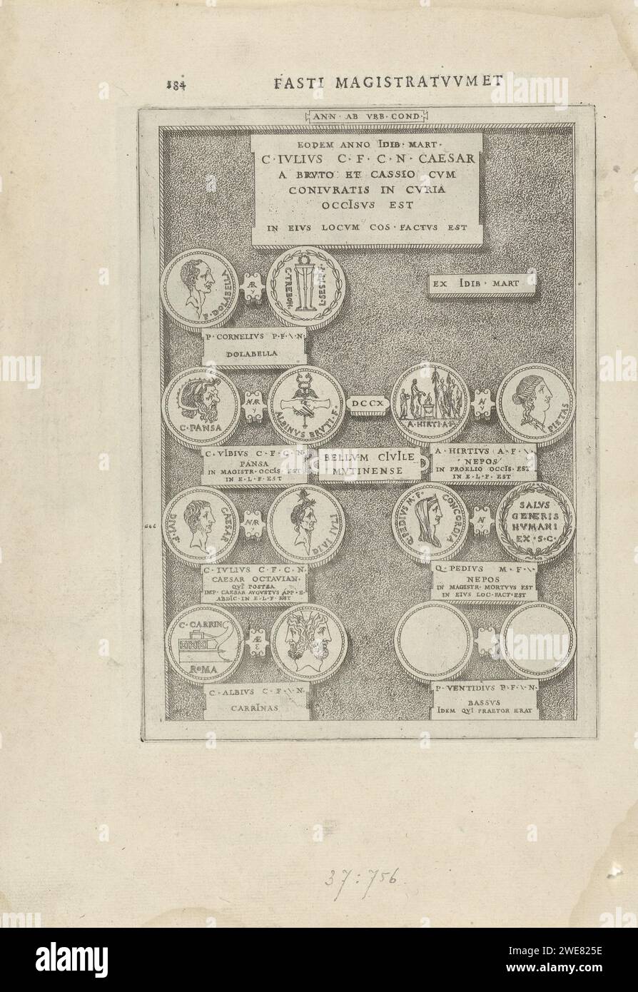 Seven Roman Coins, Hubert Goltzius, 1566 print Seven Roman coins with ...