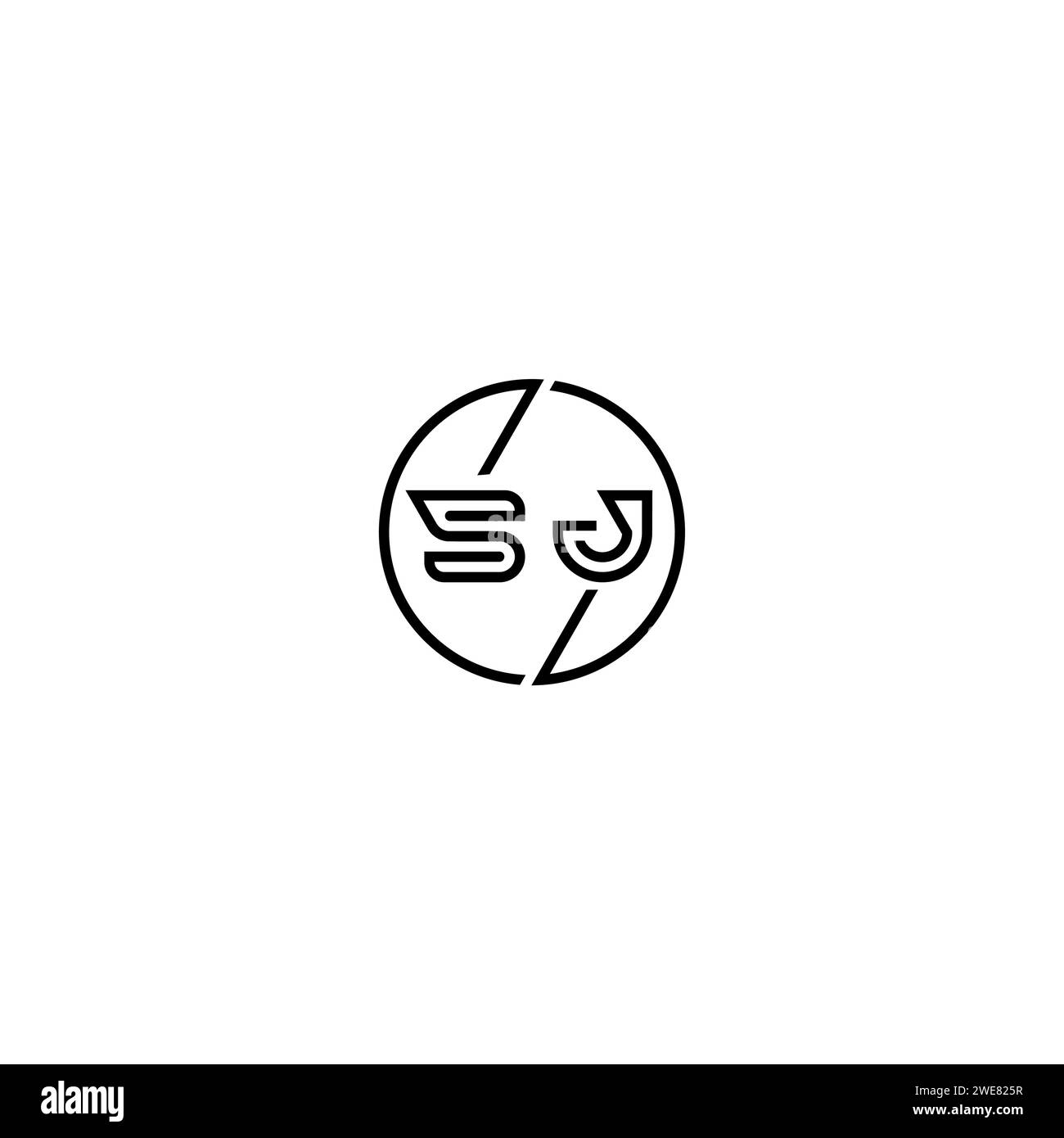 SJ simple outline concept logo and circle of initial design black and ...