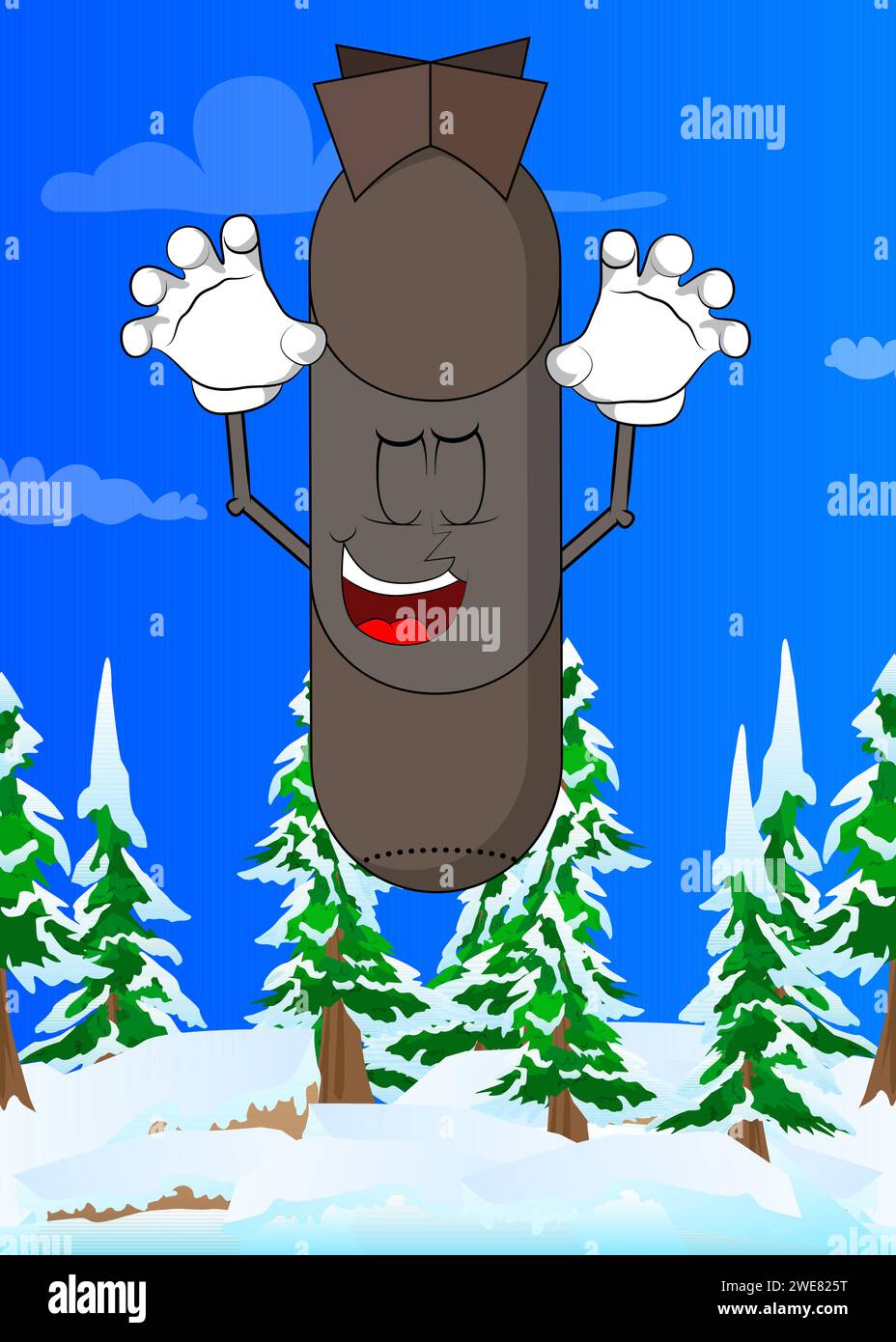 Bomb is trying to scare you. Missile, explosive as funny cartoon ...