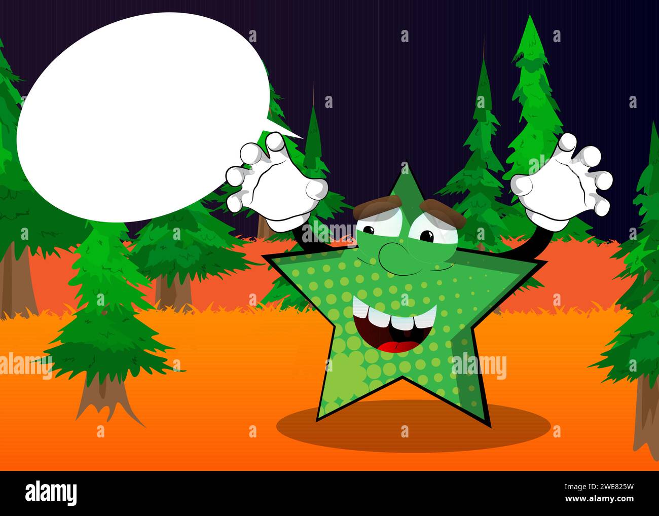Star is trying to scare you. Funny and cute cartoon character, with ...