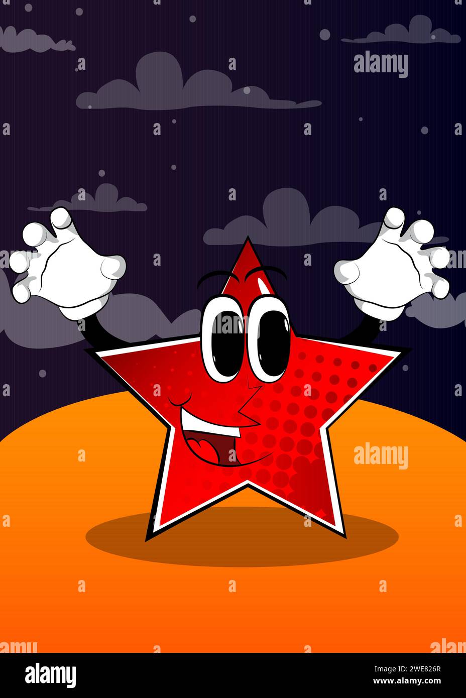 Star is trying to scare you. Funny and cute cartoon character, with ...
