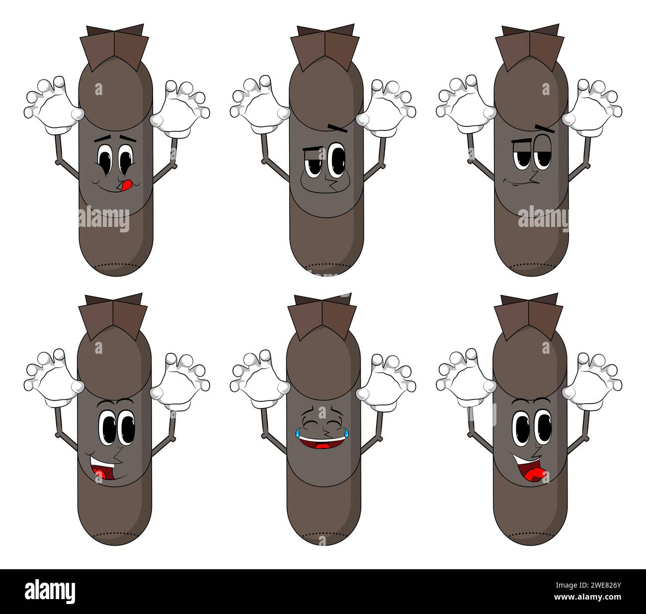 Bomb is trying to scare you. Missile, explosive as funny cartoon ...