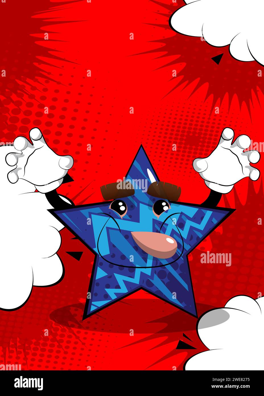 Star is trying to scare you. Funny and cute cartoon character, with ...