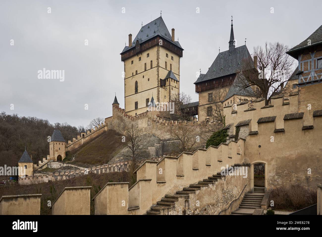 Karlstejn famous gothic Bohemian castle near Prague capital of Czech ...