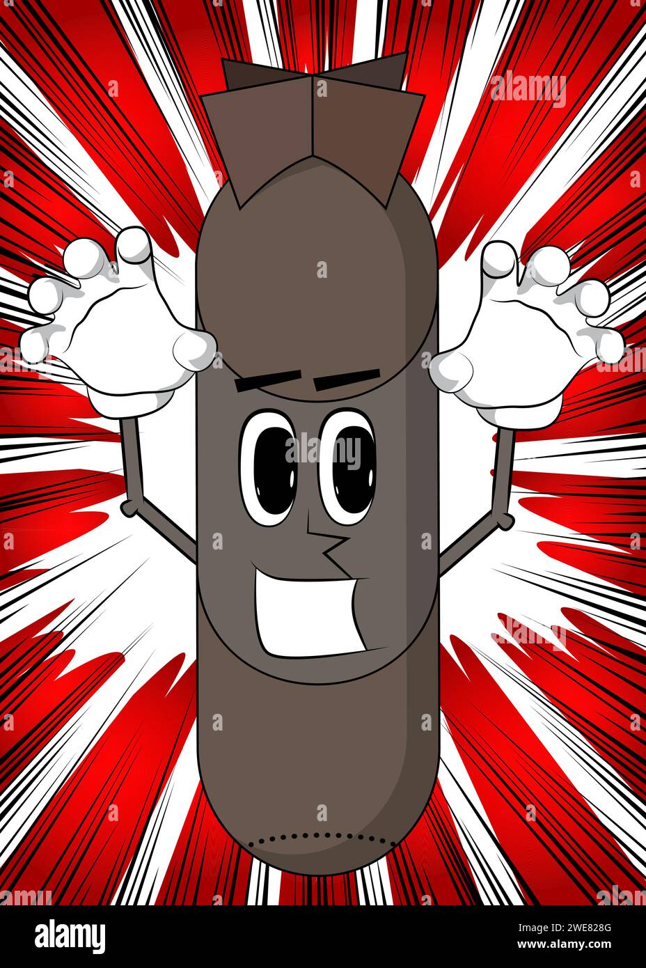 Bomb is trying to scare you. Missile, explosive as funny cartoon ...