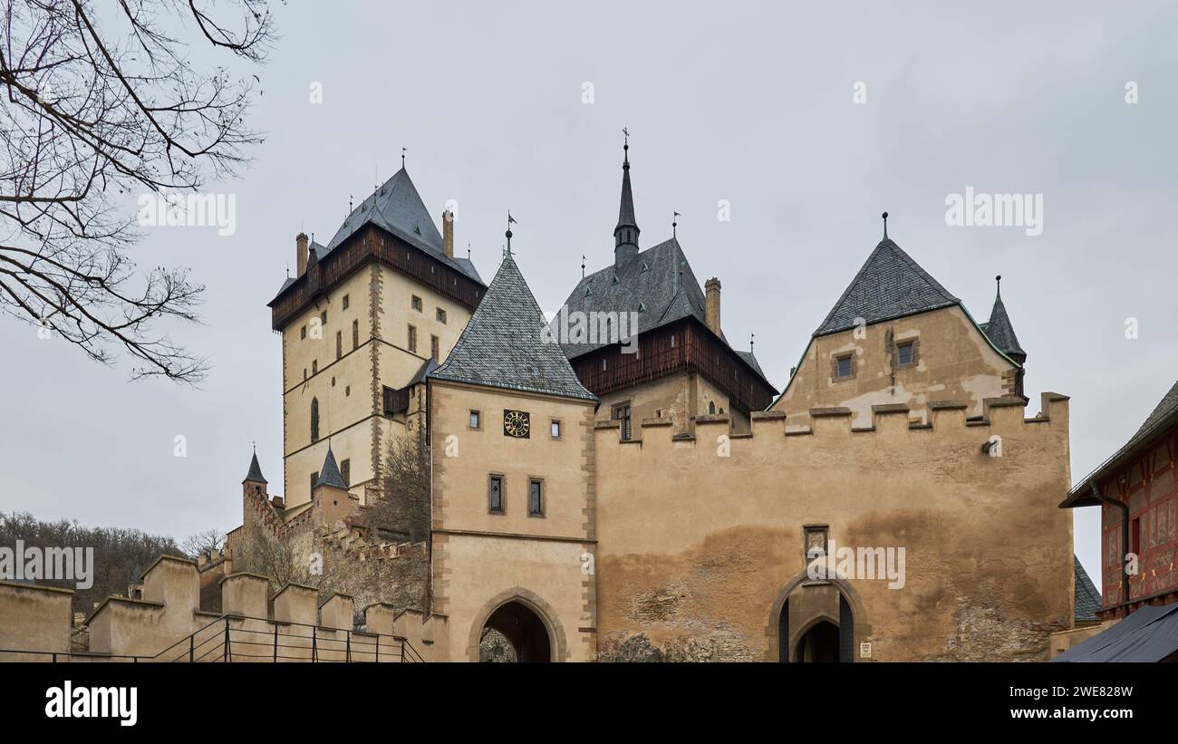Karlstejn famous gothic Bohemian castle near Prague capital of Czech ...