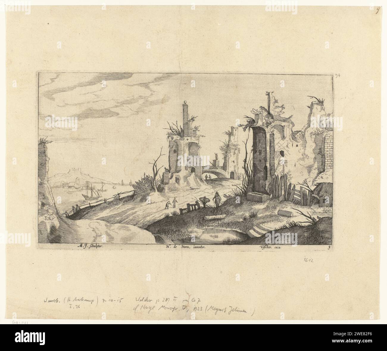 Landscape with antique ruins, Meynert Jelissen, After Hendrick Avercamp ...