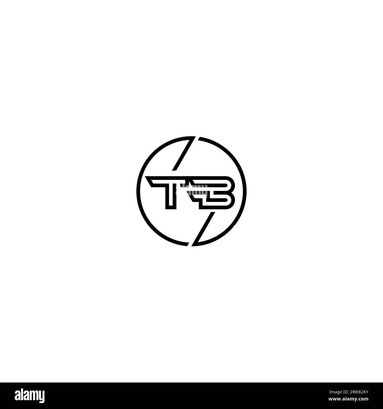 TB simple outline concept logo and circle of initial design black and white background Stock ...