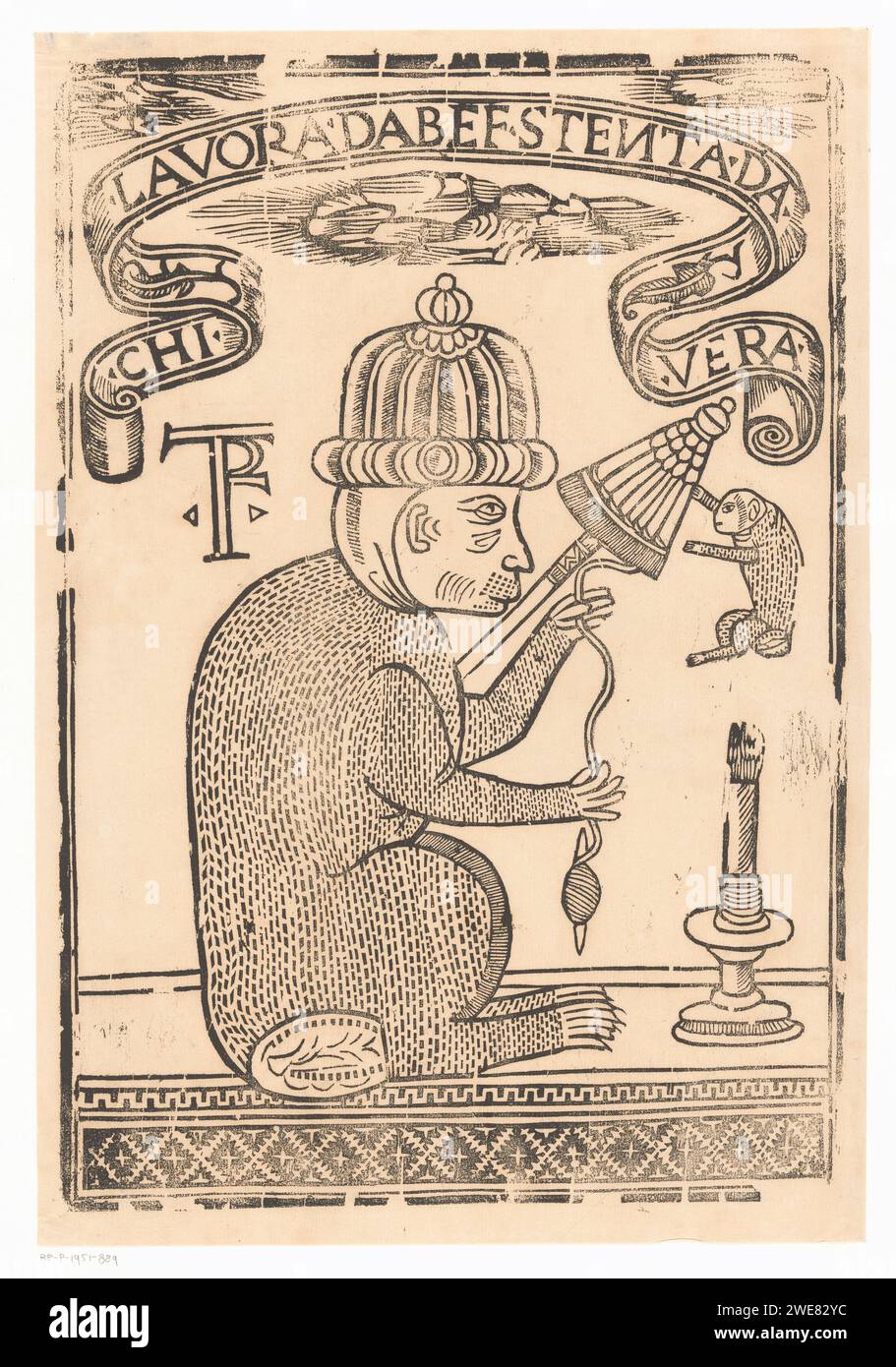 Monkey with spider skirts, anonymous, 1400 - 1599 print A sitting ...