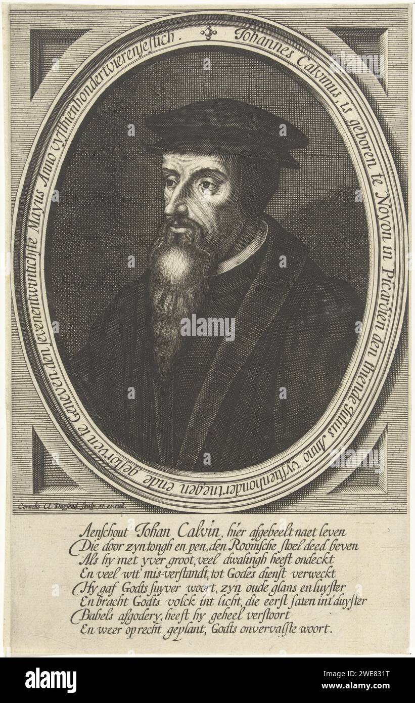 Portrait of the Reformer Johannes Calvijn, Cornelis Claesz. Duysend ...