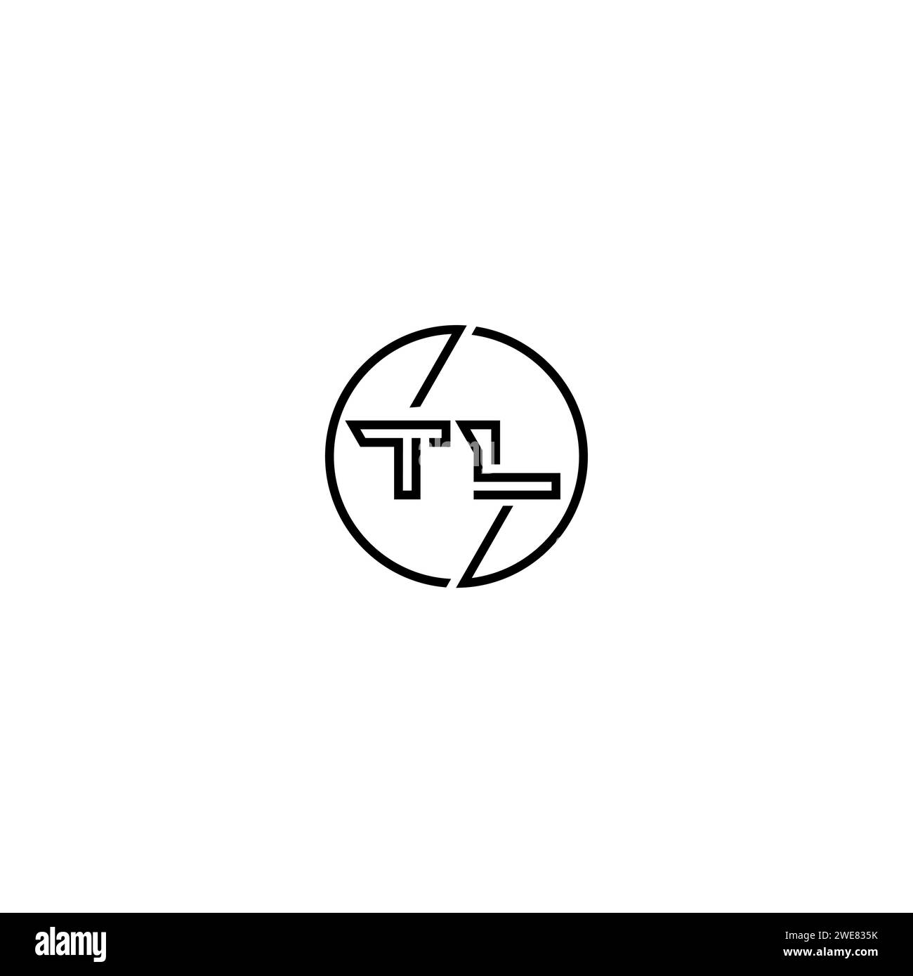 TL simple outline concept logo and circle of initial design black and ...