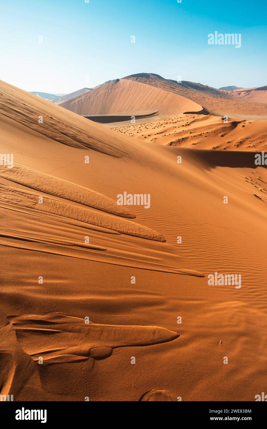 red sand dunes landscape from Sossusvlei valley in Namibia Stock Photo ...