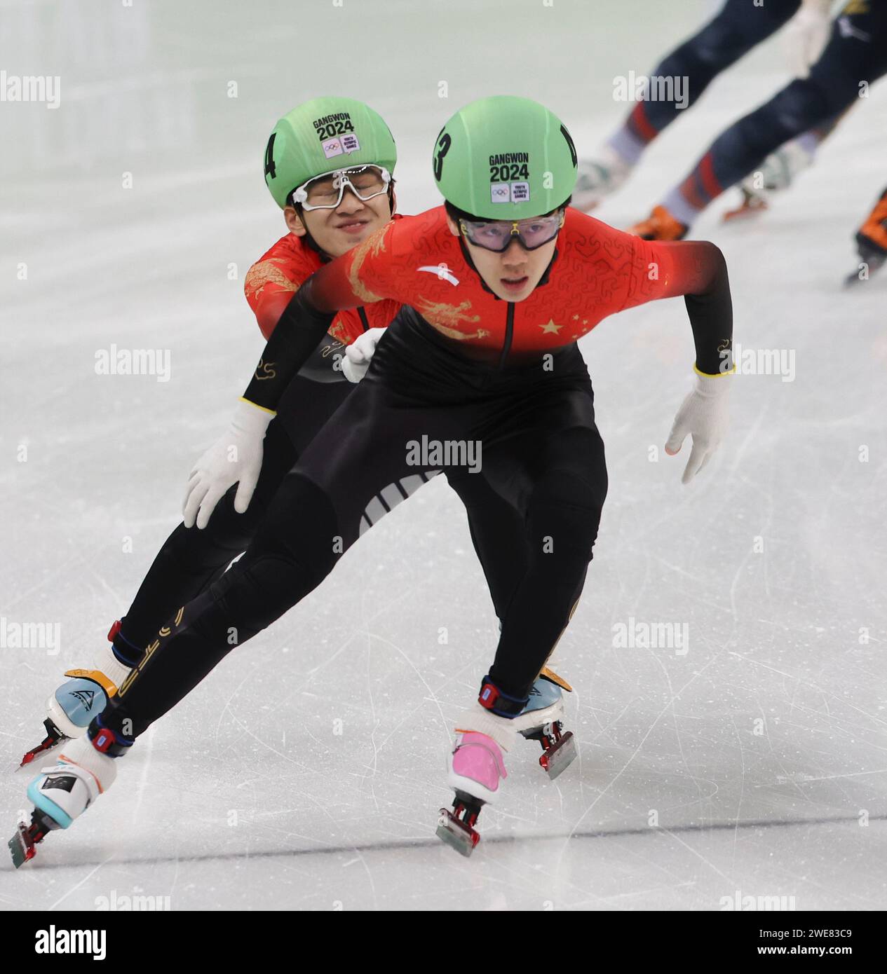Gangneung, South Korea. 24th Jan, 2024. Zhang Xinzhe (L) and Zhang ...