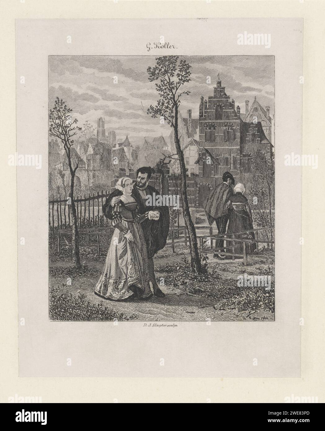 Two Walking couples, Dirk Jurriaan Sluyter, After Wilhelm Koller, 1821 ...