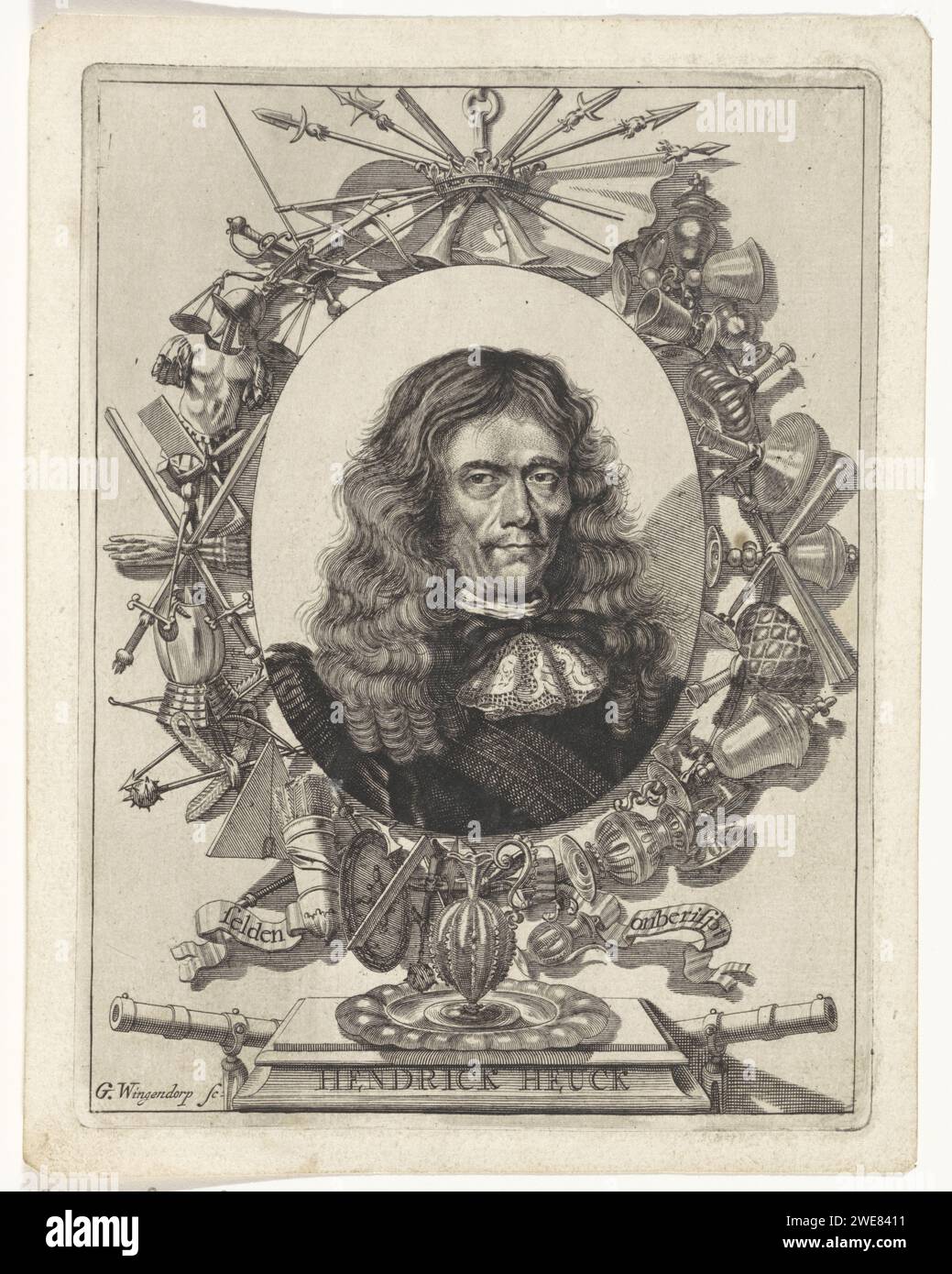 Portrait of Hendrick Heuck, G. Wingendorp, 1654 - 1677 print Bust van ...