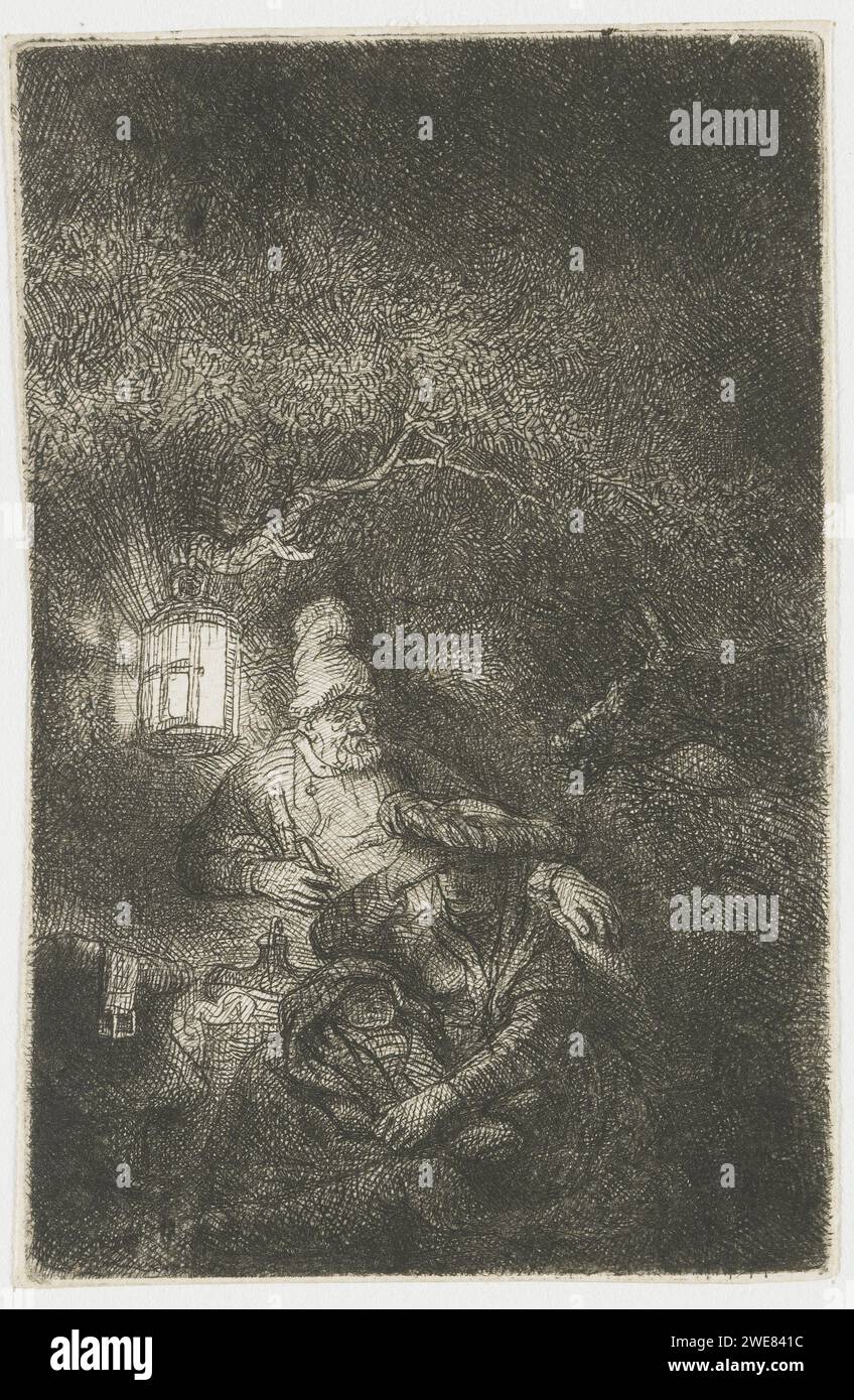 The Rest on the Flight into Egypt, Rembrandt van Rijn, c. 1644 print paper etching / drypoint ...