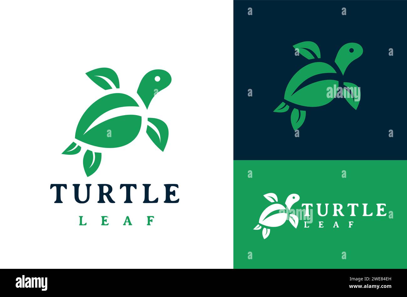 Illustration of Turtle with Green leaves Vector Design on White,dark ...