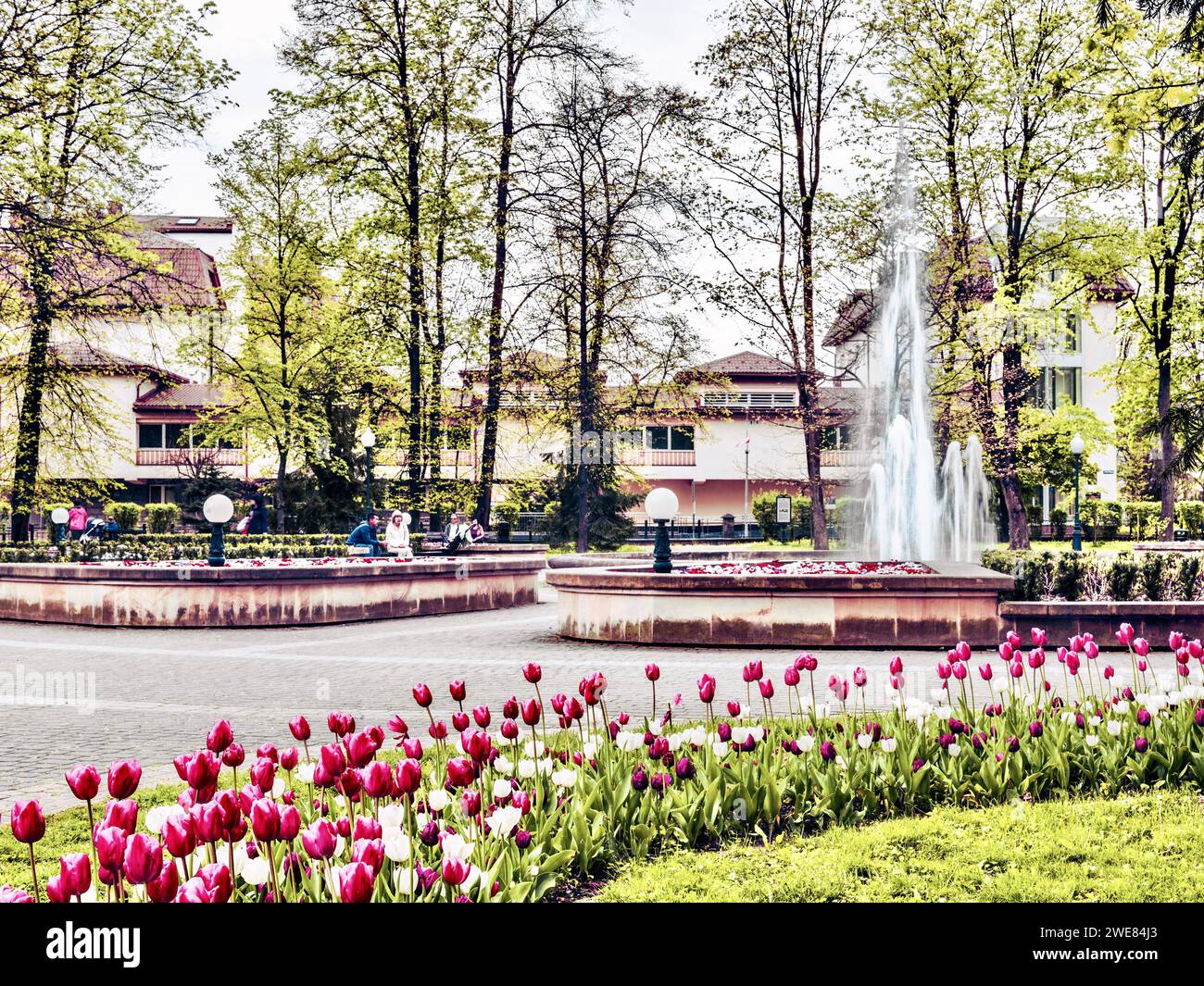 Fountain in the park of the city of Jaslo, Poland Stock Photo - Alamy