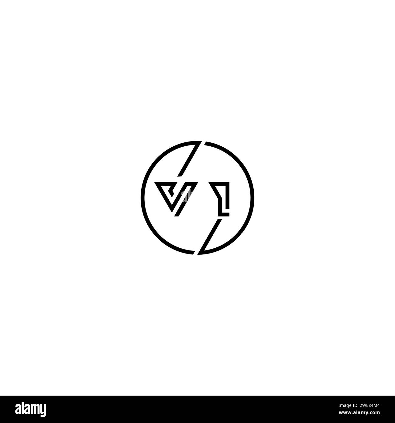 VI simple outline concept logo and circle of initial design black and ...