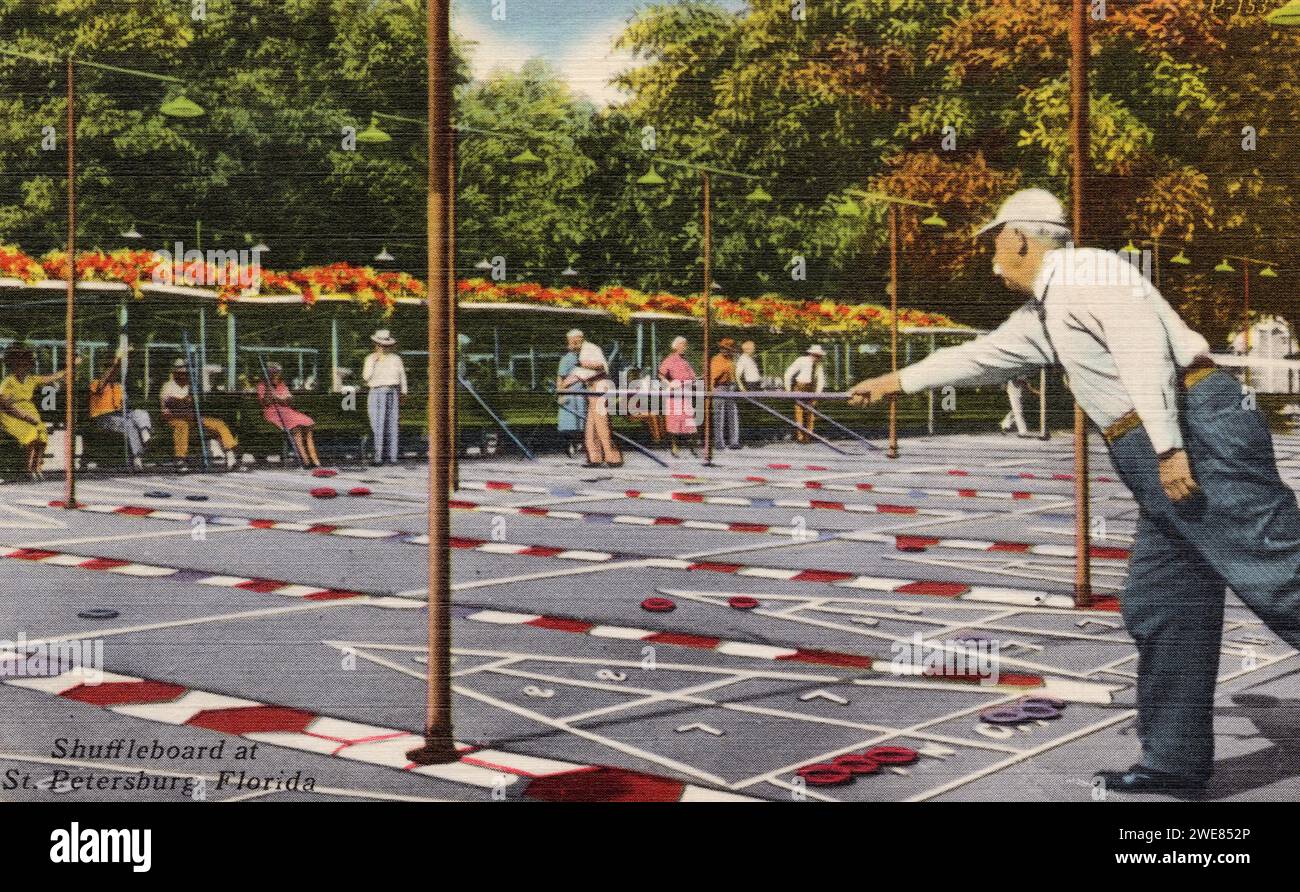 Elderly people playing Shuffleboard, St. Petersburg Florida USA, approx ...