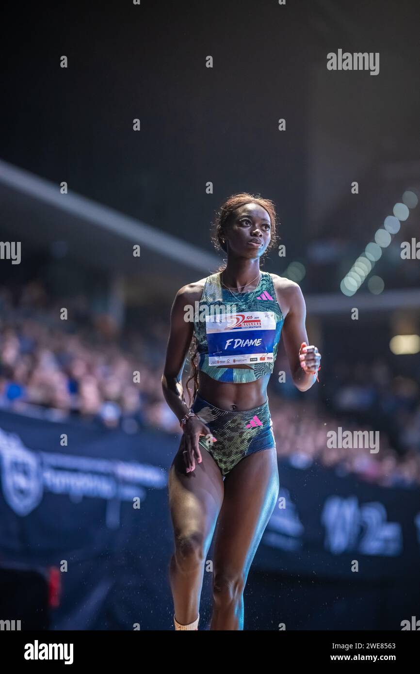 Fatima Diame participating in the 2023 Navarre Indoor Athletics Stock ...