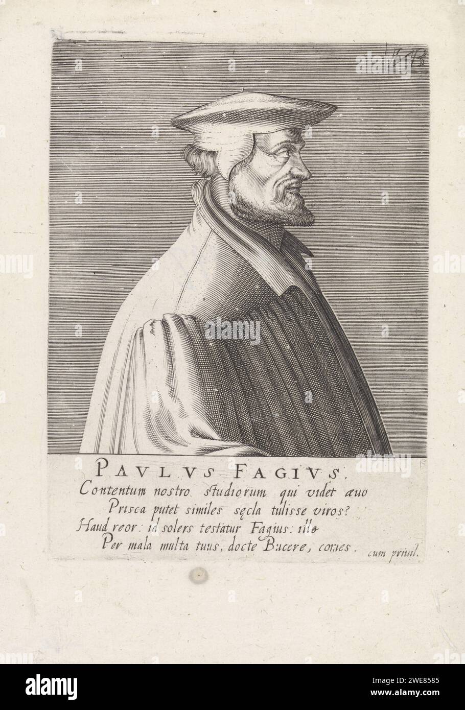 Portrait of Paul Fagius, Hendrick Hondius (I), 1599 print Bust to the ...