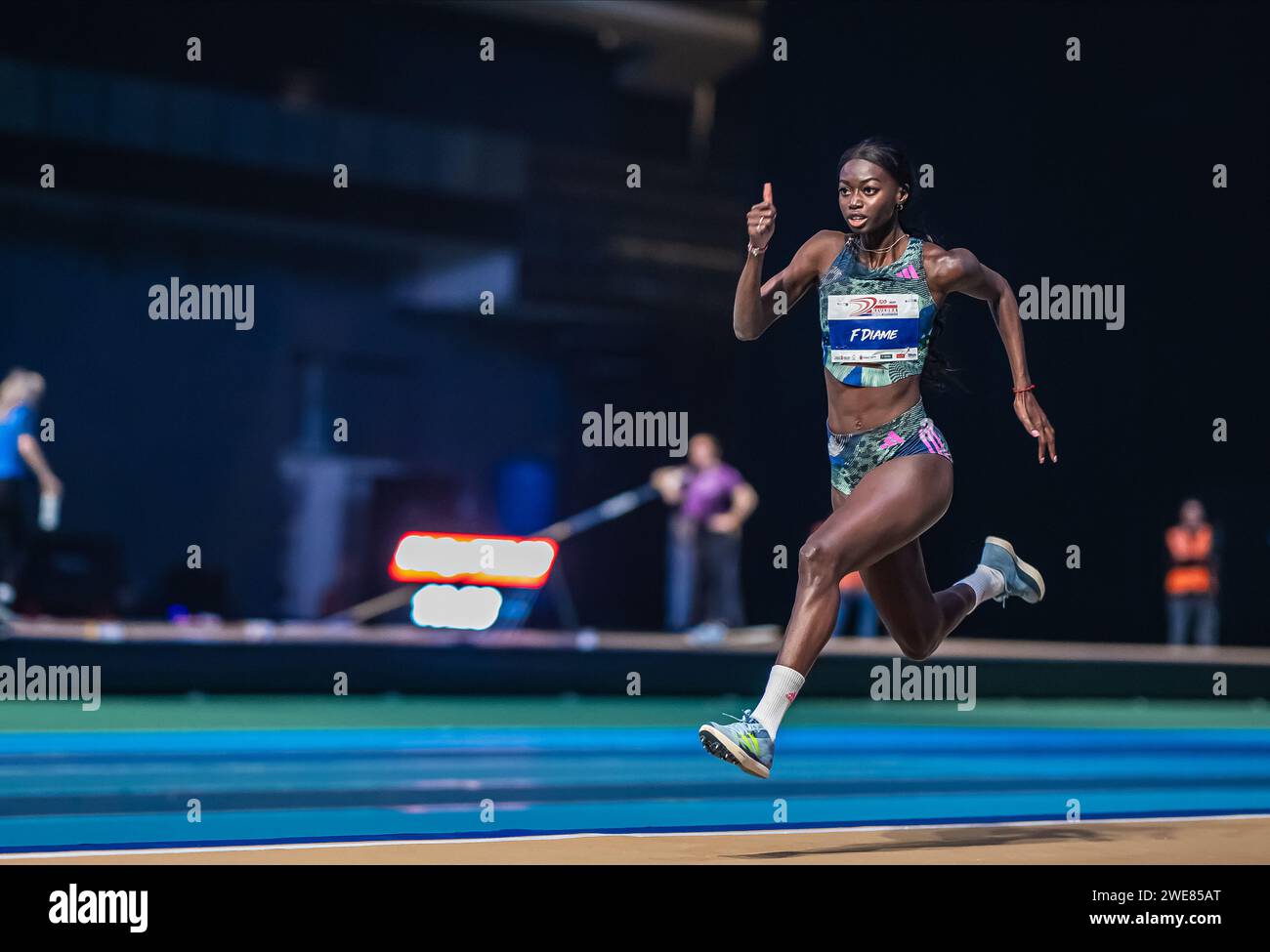 Fatima Diame participating in the 2023 Navarre Indoor Athletics Stock ...