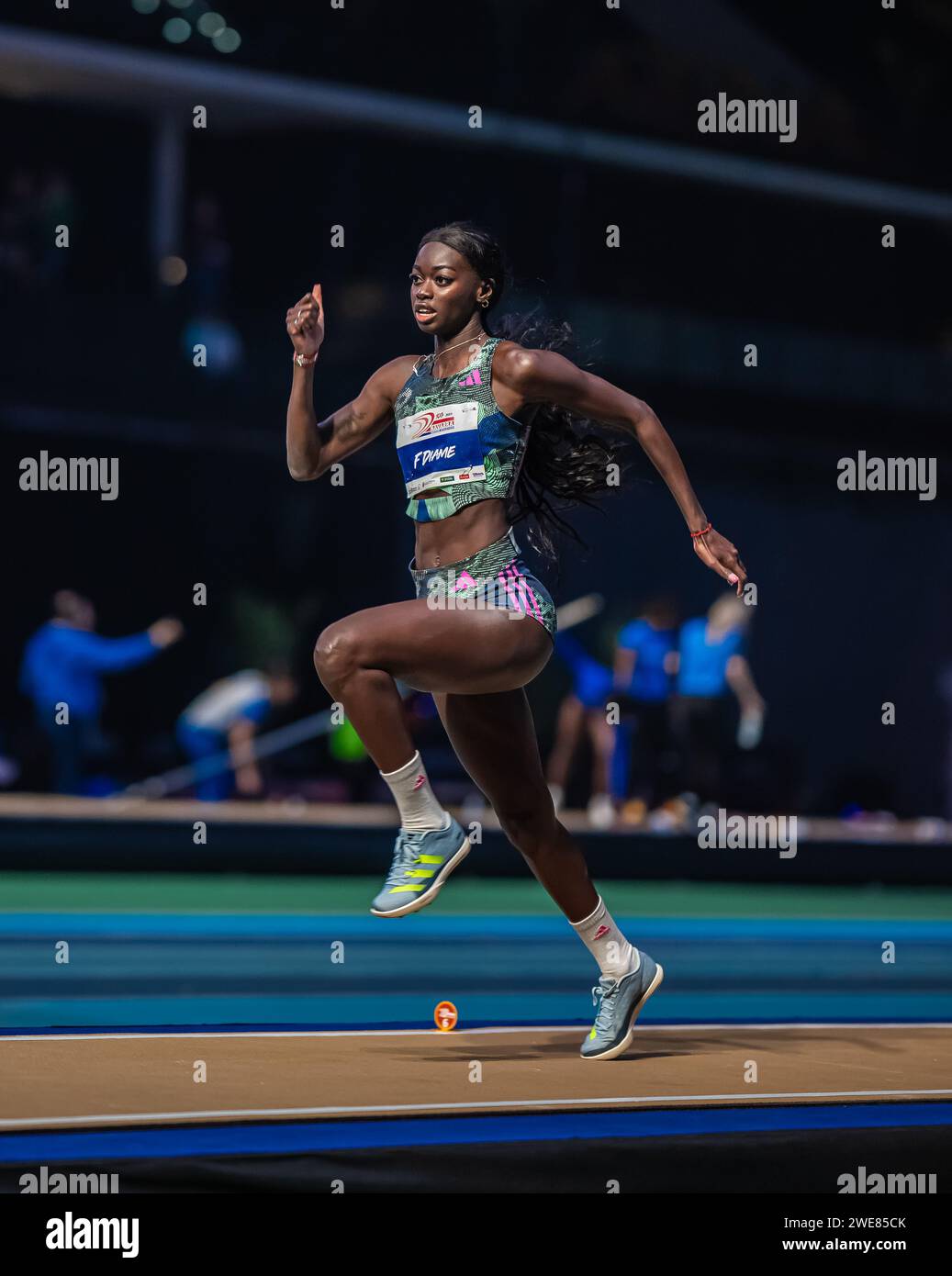 Fatima Diame participating in the 2023 Navarre Indoor Athletics Stock ...