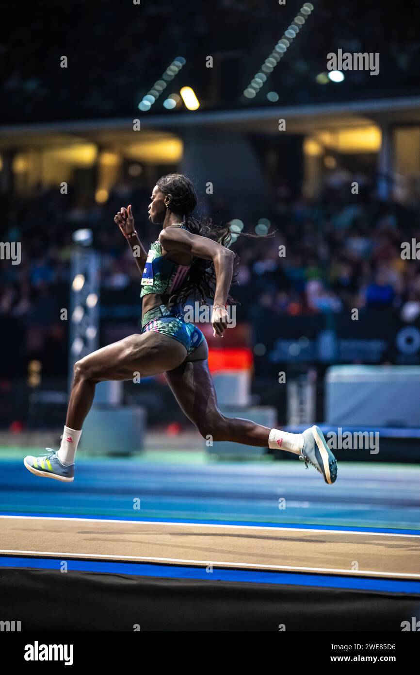 Fatima Diame participating in the 2023 Navarre Indoor Athletics Stock ...