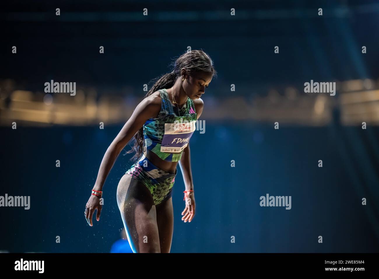 Fatima Diame participating in the 2023 Navarre Indoor Athletics Stock ...