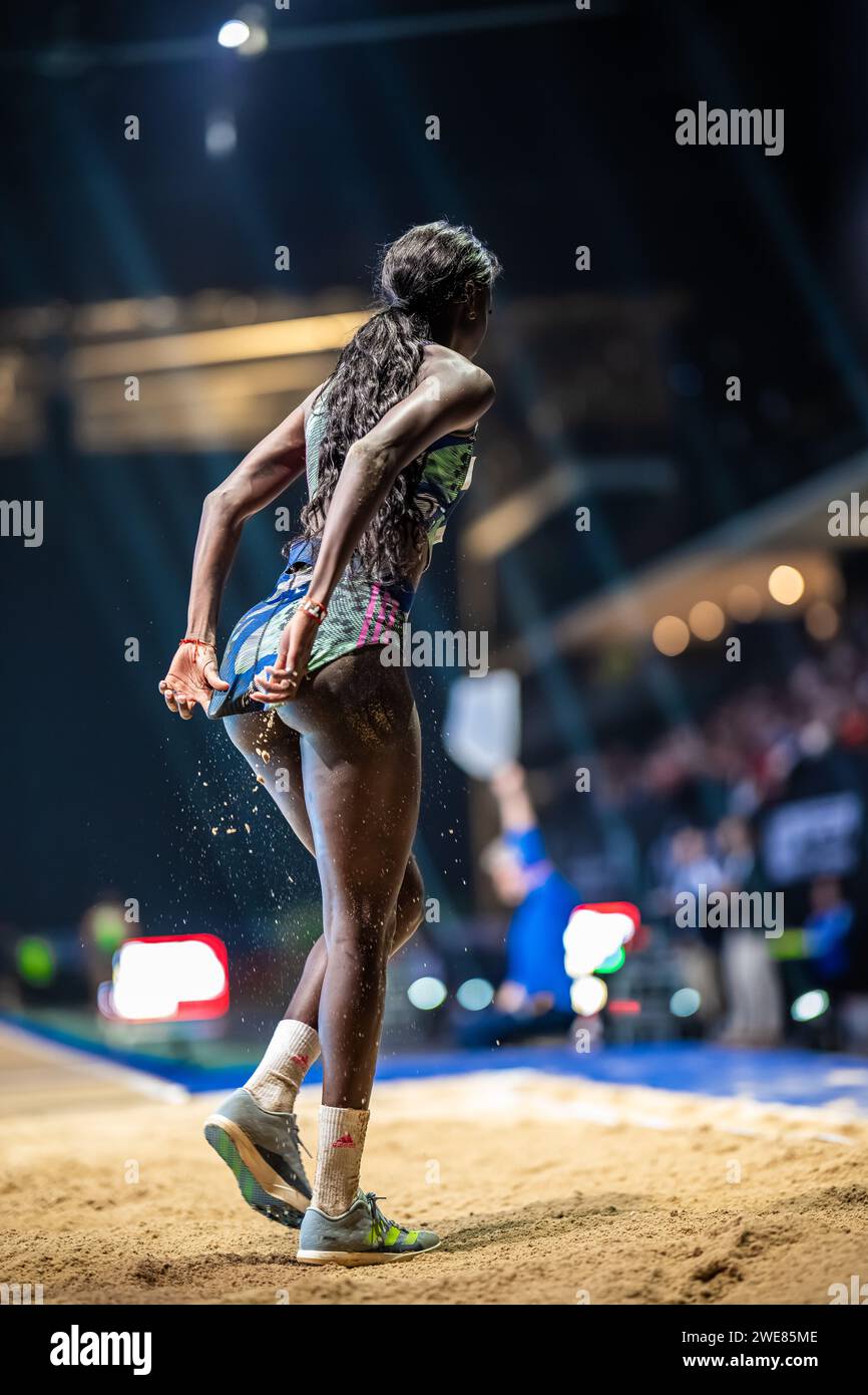 Fatima Diame participating in the 2023 Navarre Indoor Athletics Stock ...