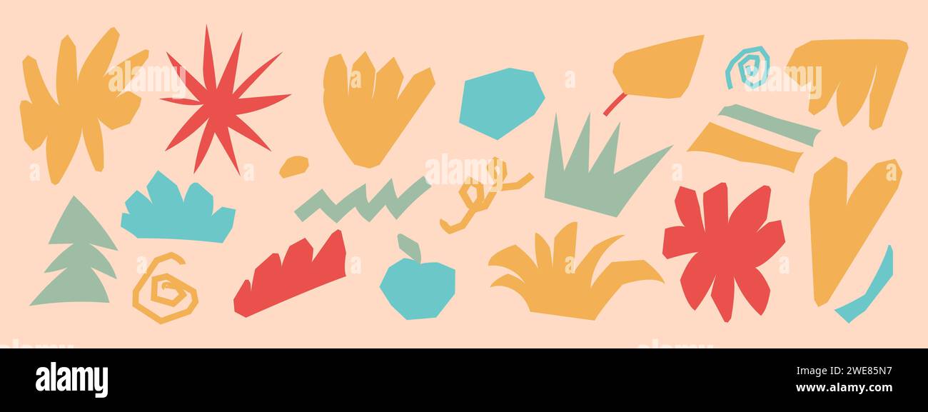 Abstract vector freeform shapes collection. Doodle design elements ...