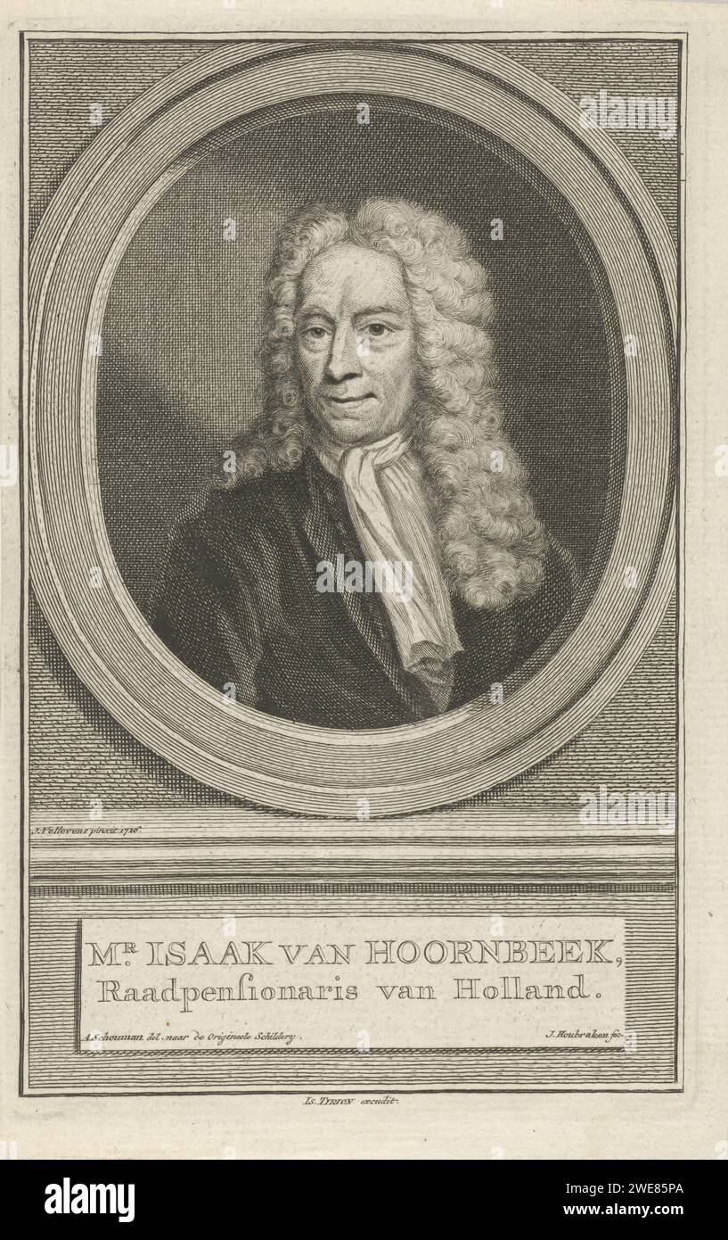 Portrait of Isaac van Hoornbeek, Jacob Houbraken, After Jan Vollevens ...