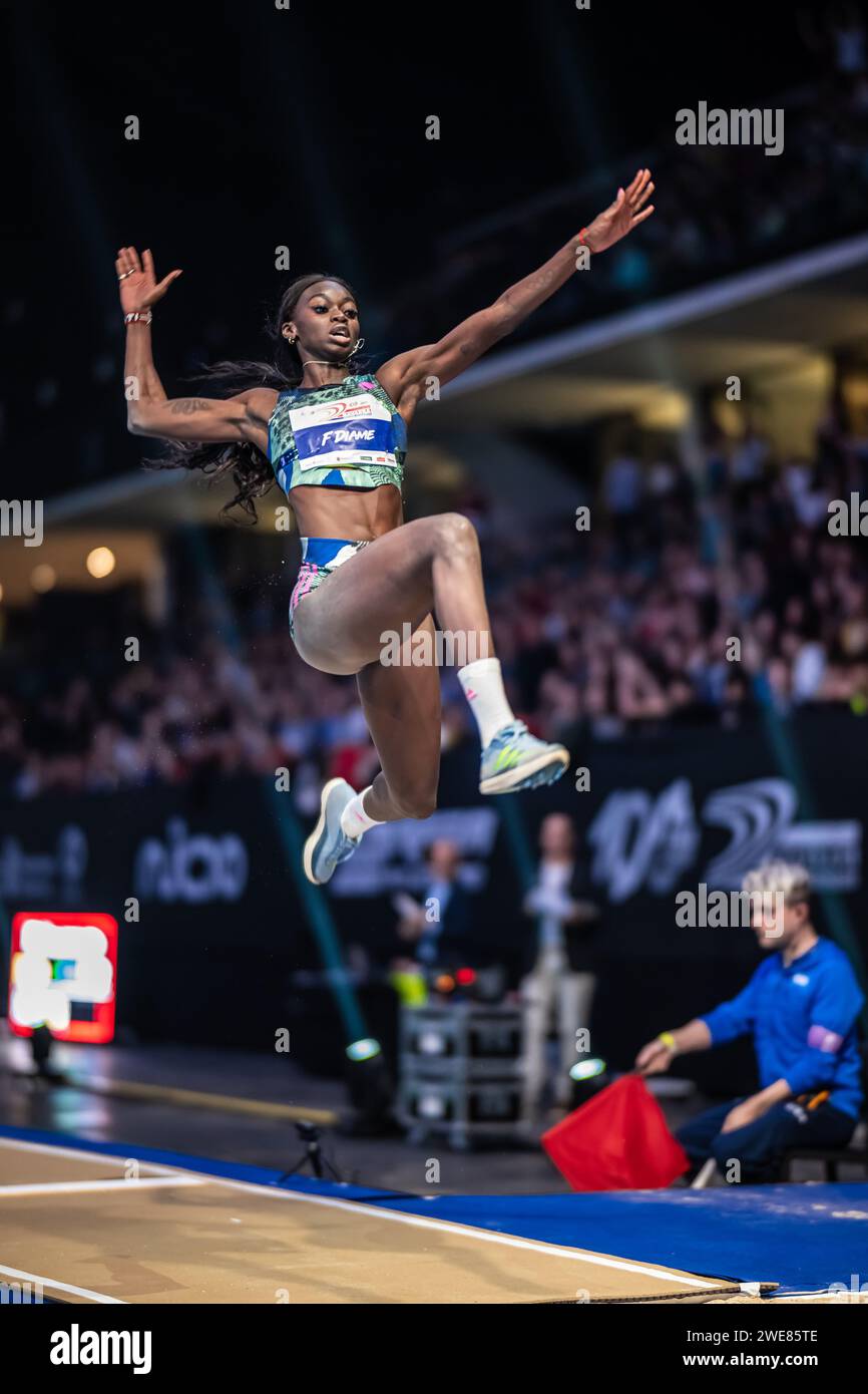 Fatima Diame participating in the 2023 Navarre Indoor Athletics Stock ...